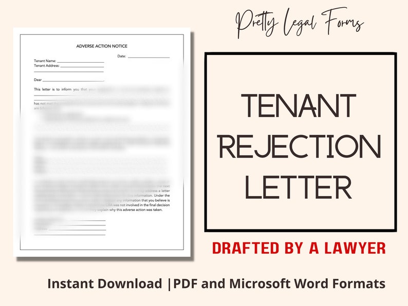 Tenant Rejection Letter, Tenant Denial Notice for Lease Application ...