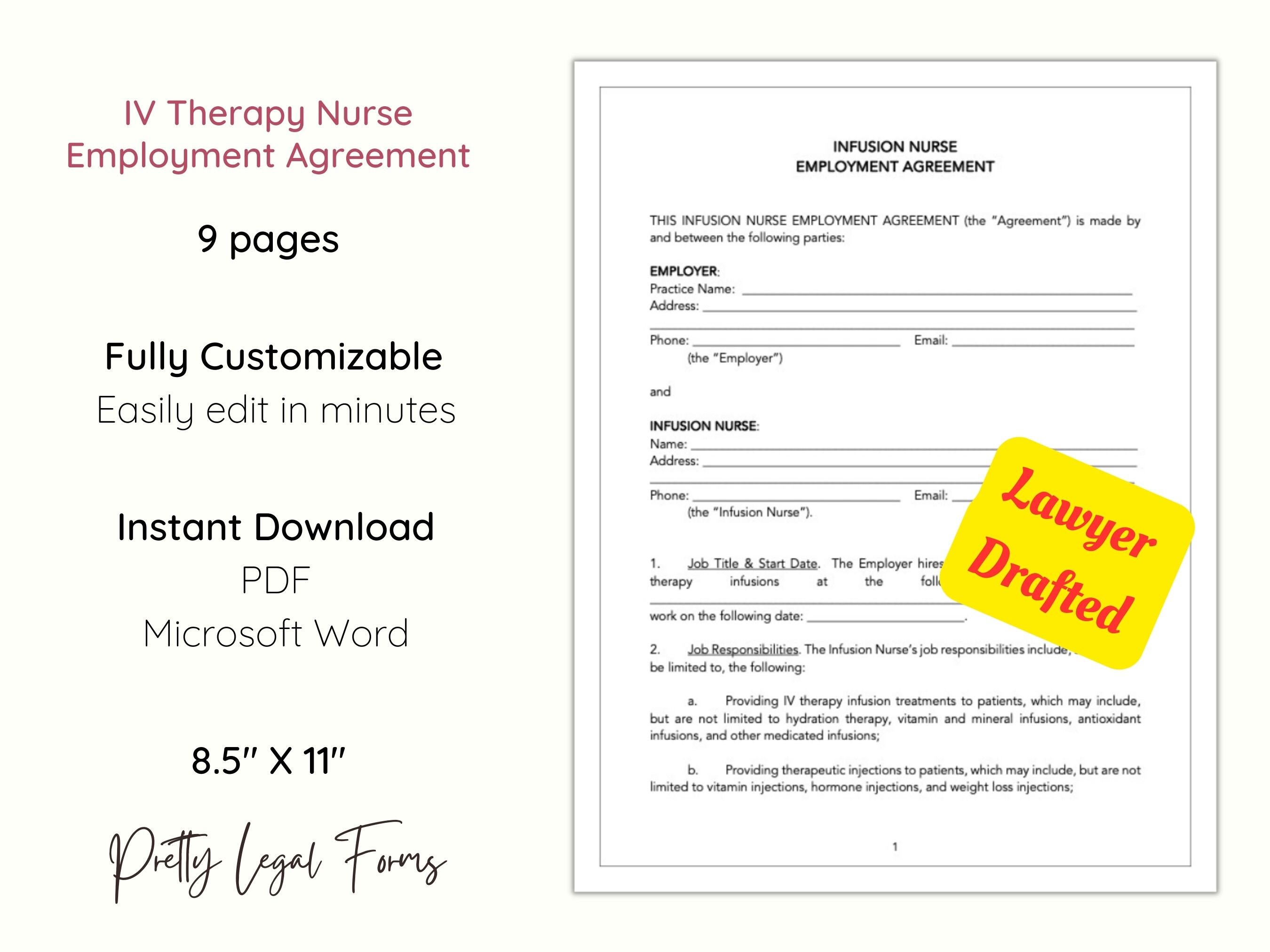 IV Therapy Nurse Contract Template, Infusion Nurse Employment Agreement ...