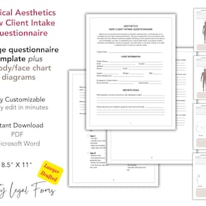 Aesthetics Intake Questionnaire Med Spa New Patient Forms Esthetician ...