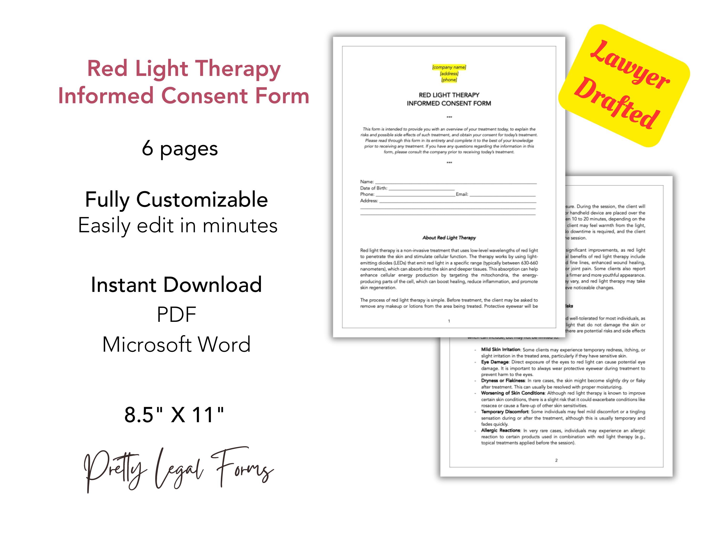 Red Light Therapy Consent Form RLT Informed Consent Template Health ...