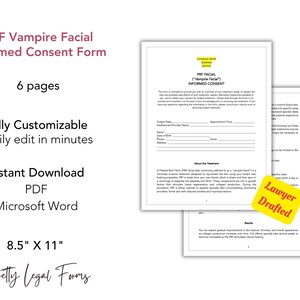 PRF Informed Consent Platelet Rich Fibrin Vampire Facial Consent PRF ...