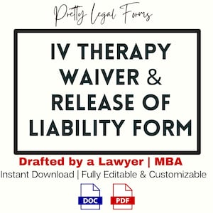 IV Therapy Waiver and Release of Liability, IV Hydration Waiver Form IV ...