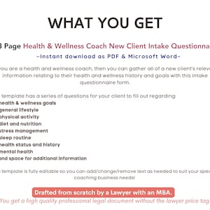 Health Coach Client Questionnaire for Wellness Coaching Intake Form ...