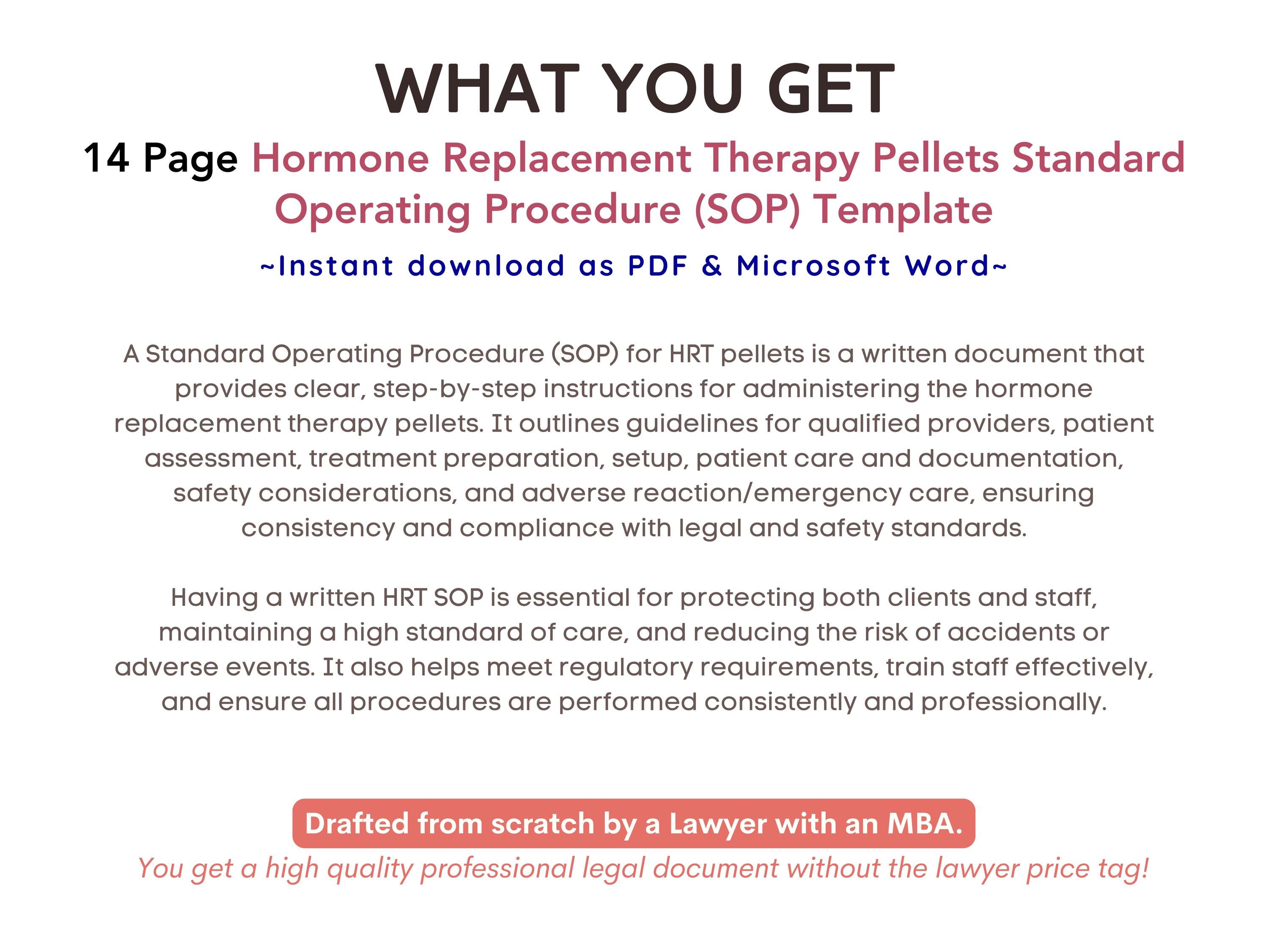 Hormone Replacement Therapy SOP HRT Protocol BHRT Pellets Policy and ...