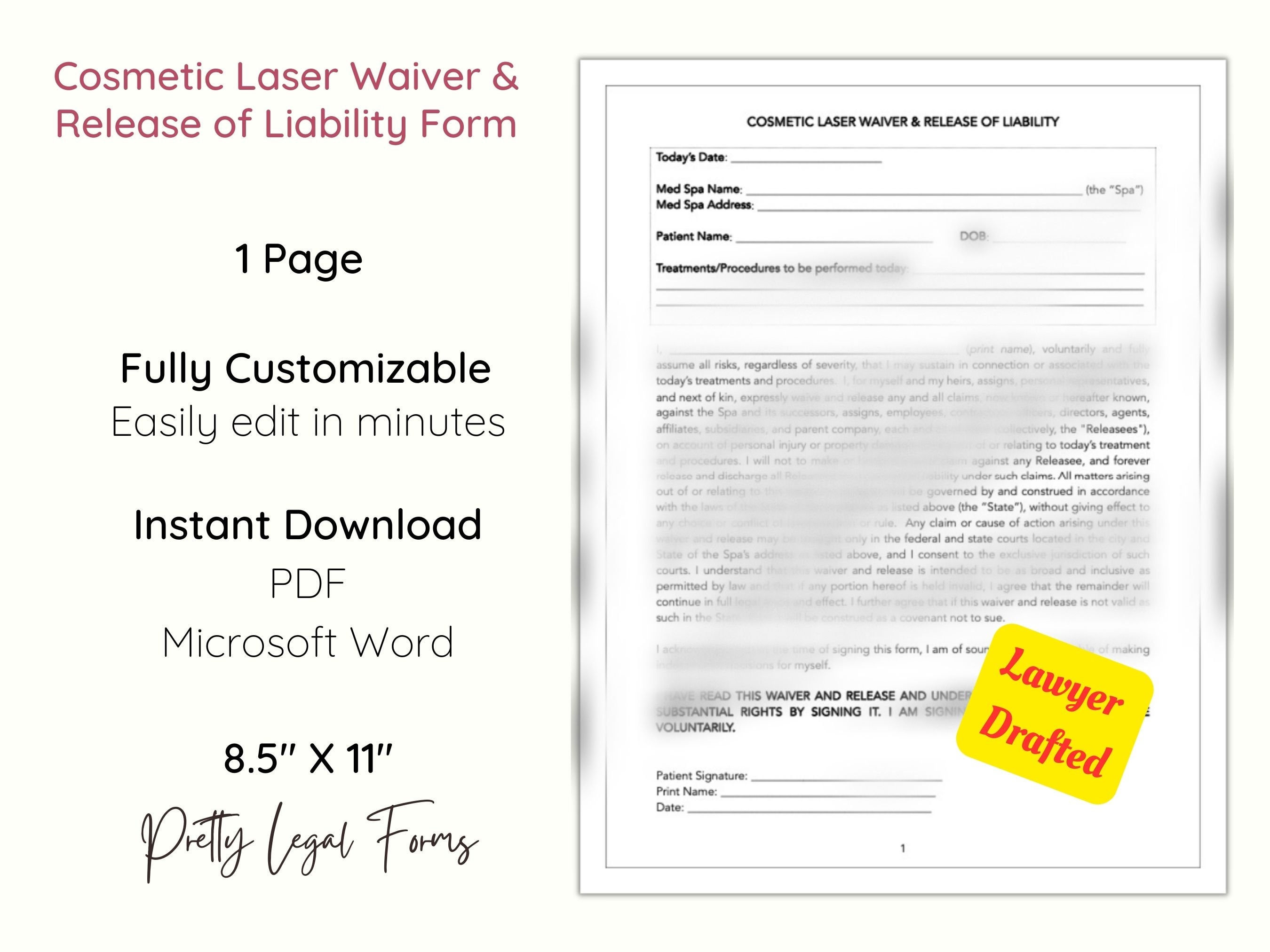 Cosmetic Laser Waiver & Release of Liability Laser Tech Client Waiver ...