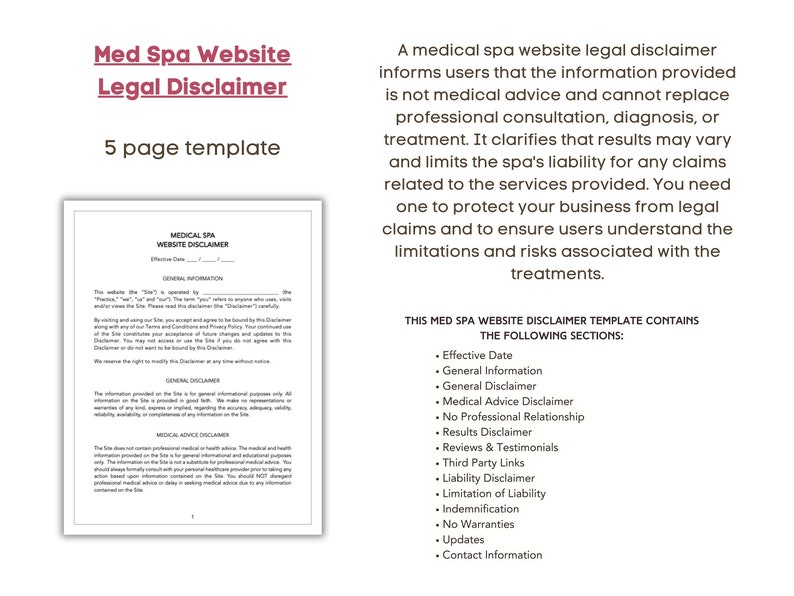 Medical Spa Website Legal Language Bundle Med Spa Terms of Use Privacy ...