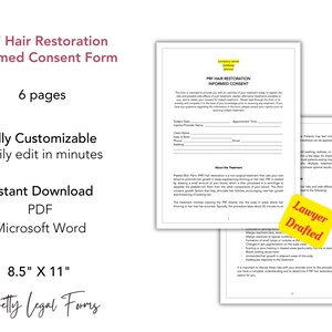 PRF Hair Restoration Consent Form Platelet Rich Fibrin Hair Injections ...