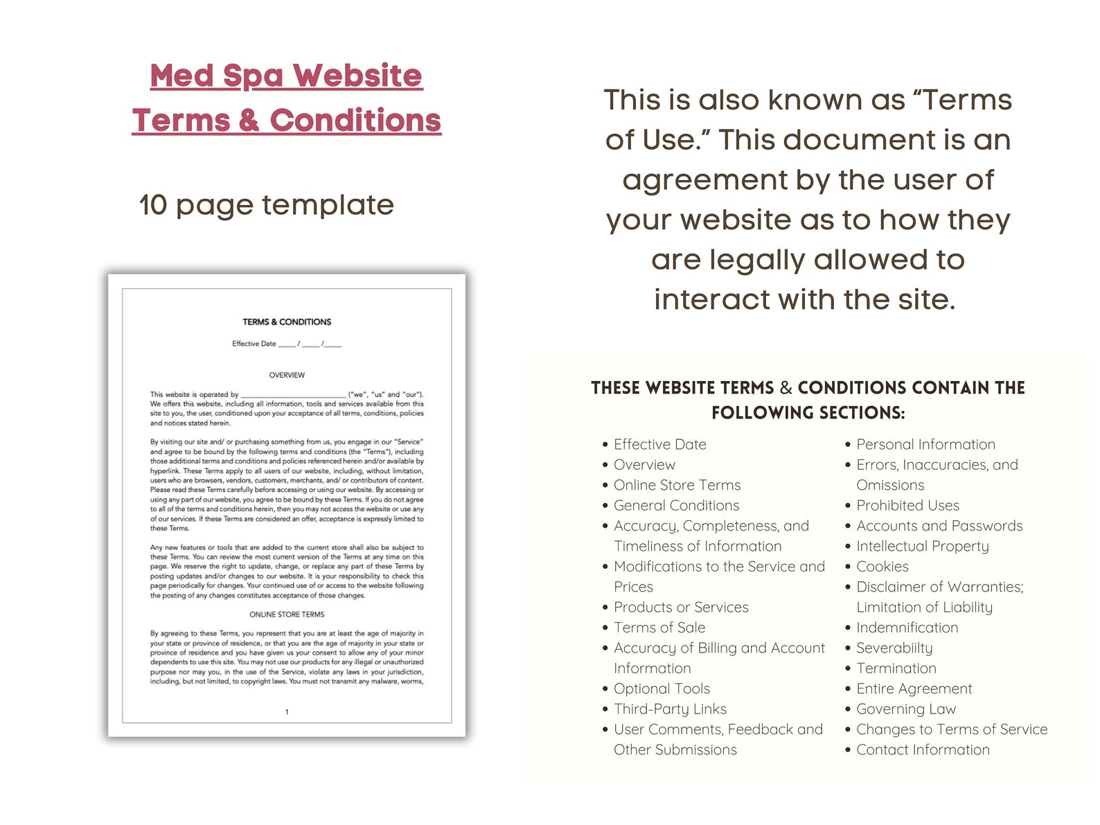 Medical Spa Website Legal Language Bundle Med Spa Terms of Use Privacy ...