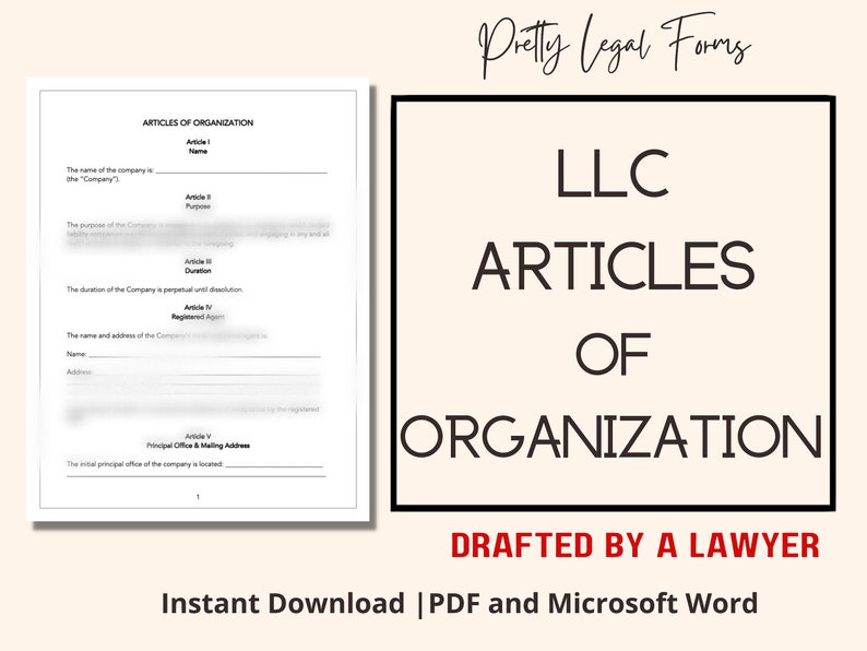 LLC Articles of Organization Template, Limited Liability Company ...