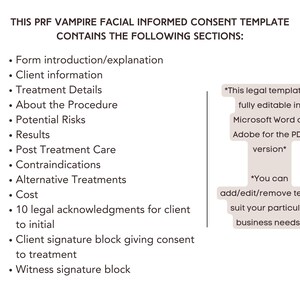 PRF Informed Consent Platelet Rich Fibrin Vampire Facial Consent PRF ...
