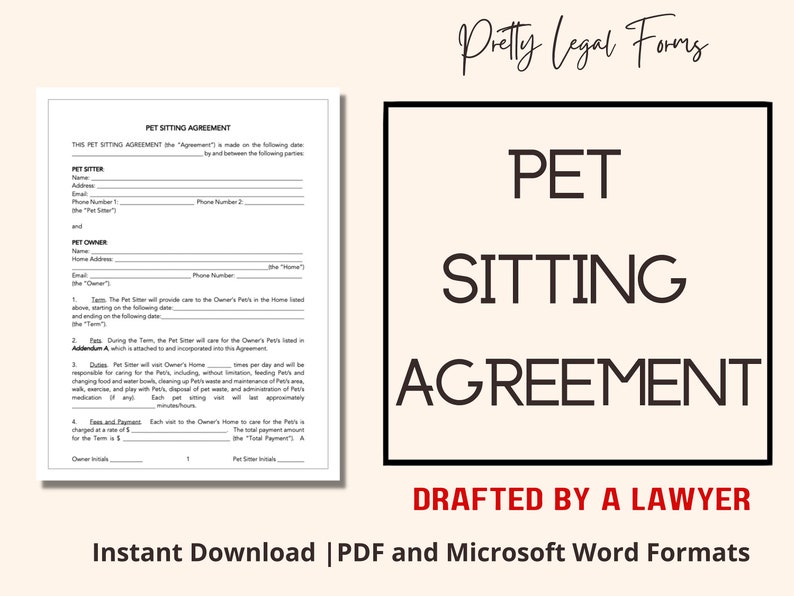 Pet Sitter Contract Template | Pet Sitting Agreement Legal Template ...