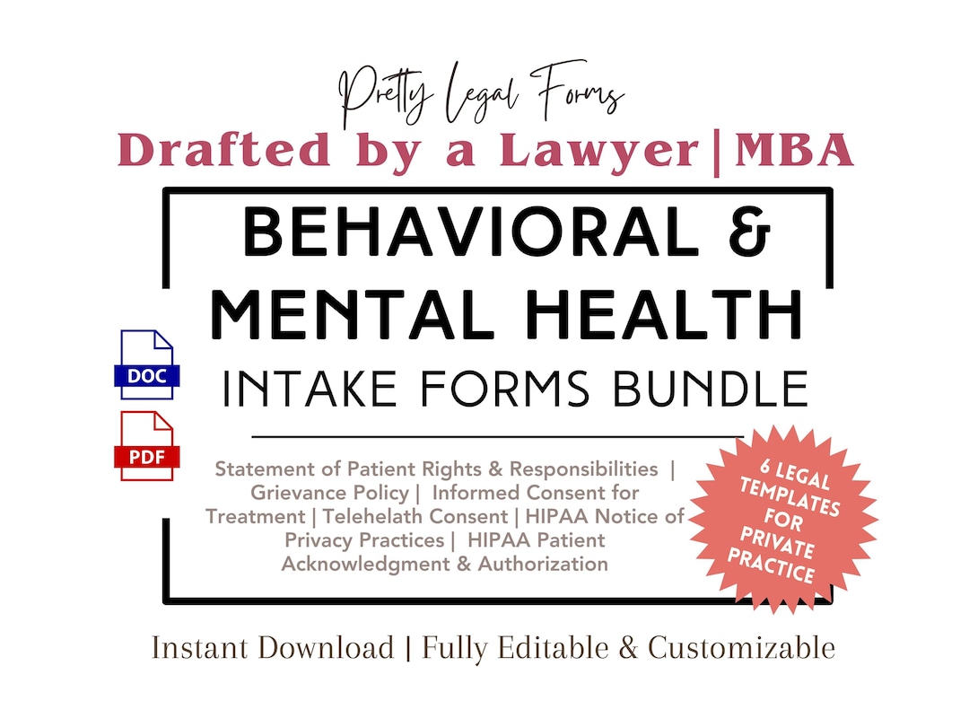 Behavioral Health Forms Bundle Mental Health Private Practice Policies ...