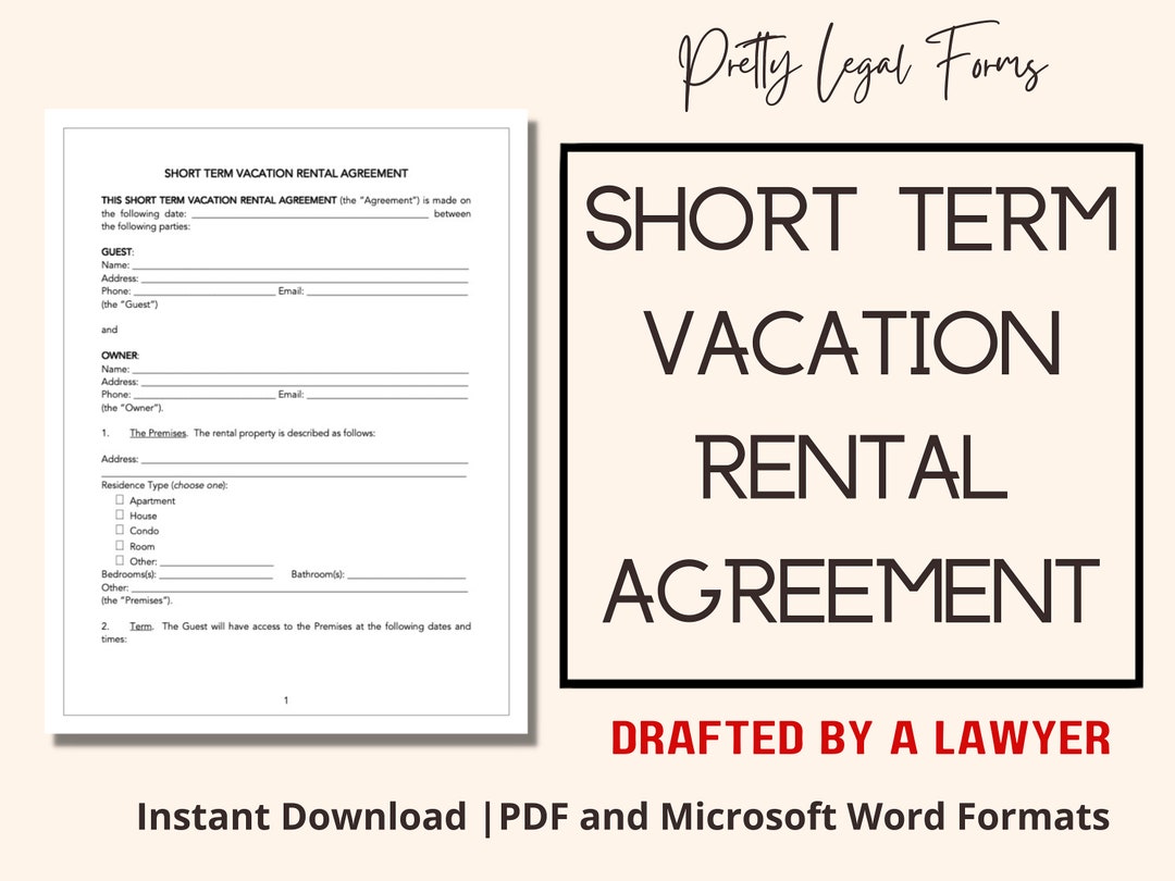 Short Term Vacation Rental Contract Template | Airbnb Contract | VRBO ...