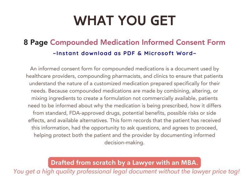 Compounded Medication Consent Form Compounding Pharmacy Disclosure ...