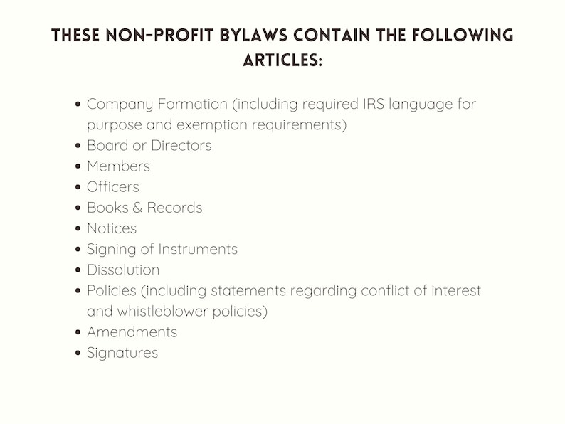 Non Profit Bylaws Template, Not for Profit Corporation Bylaws Form ...