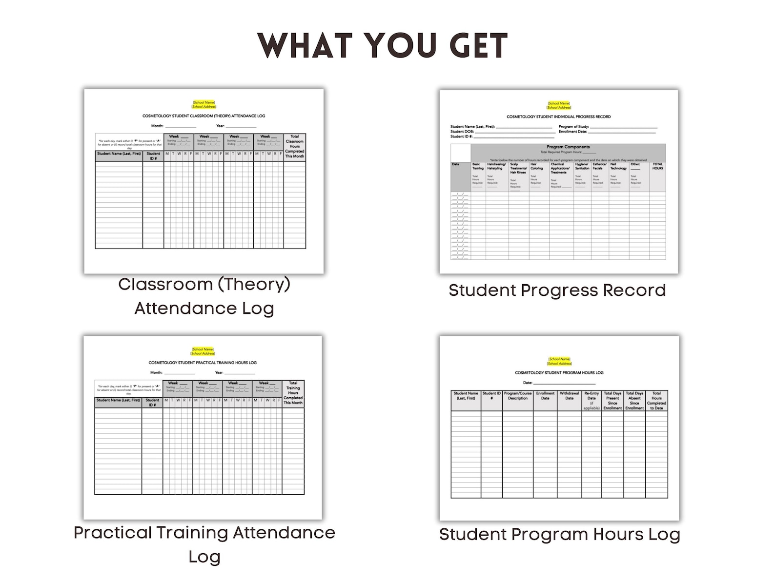 Cosmetology School Forms Bundle Beauty School Enrollment Agreement ...