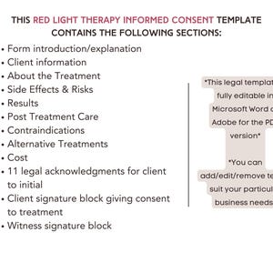 Red Light Therapy Consent Form RLT Informed Consent Template Health ...