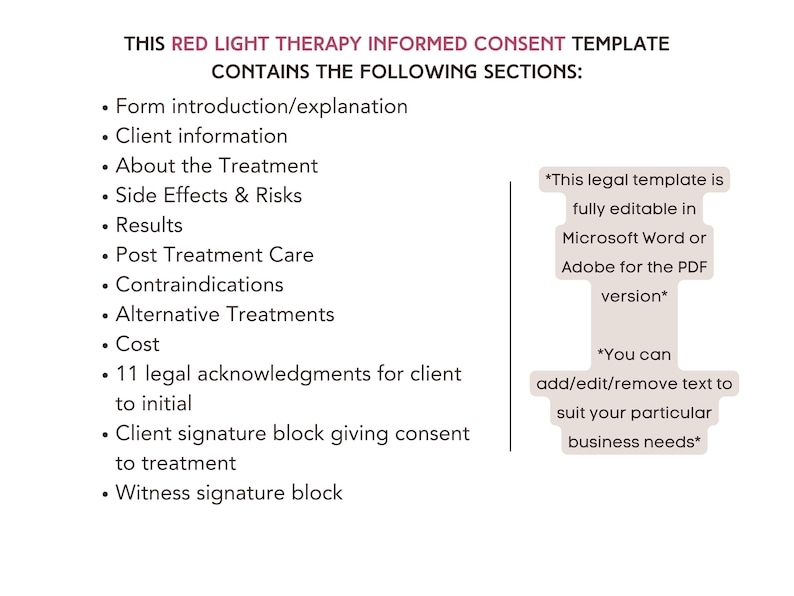 Red Light Therapy Consent Form RLT Informed Consent Template Health ...