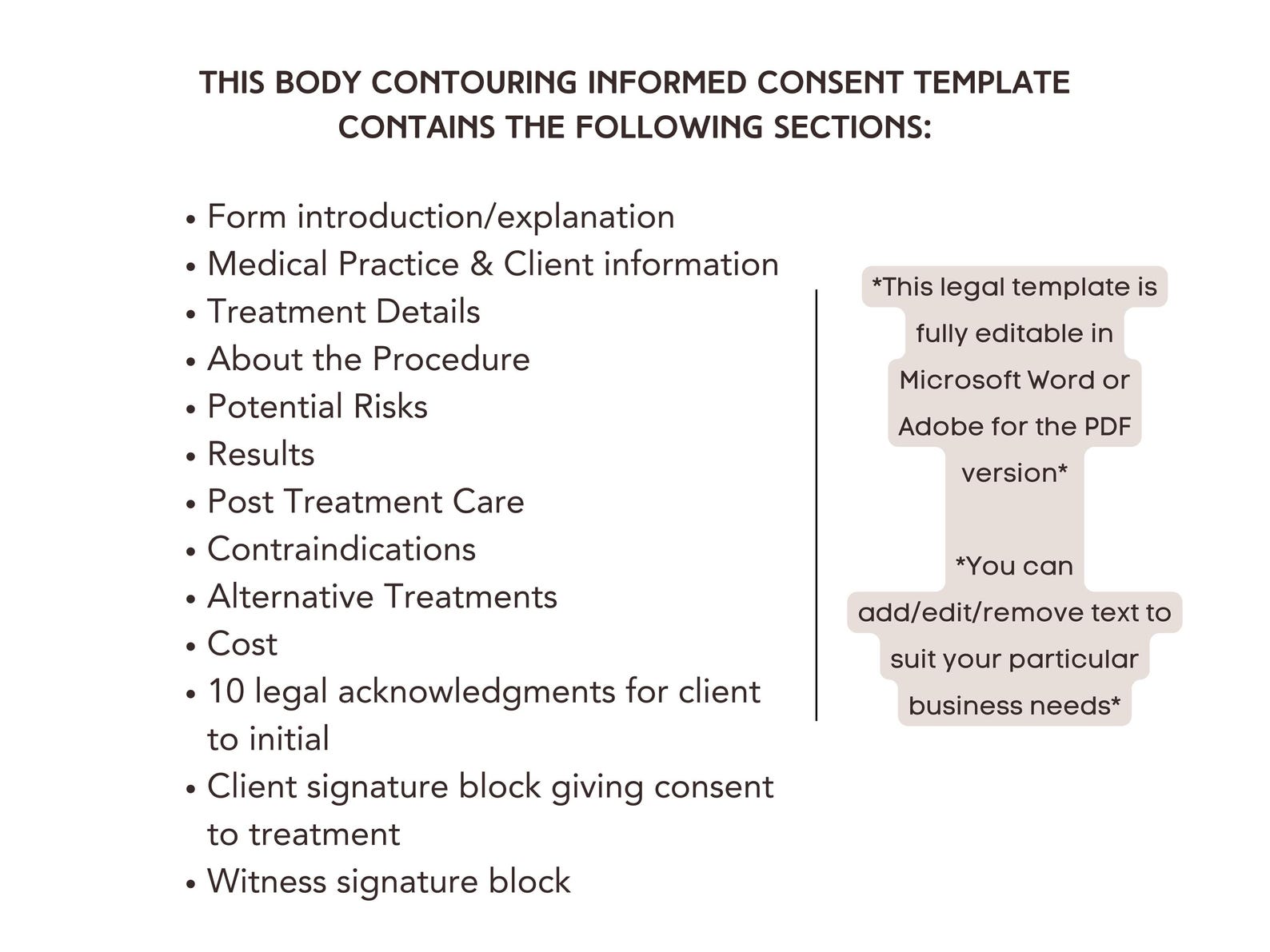 Body Contouring Consent Form Body Sculpting Informed Consent Medical ...