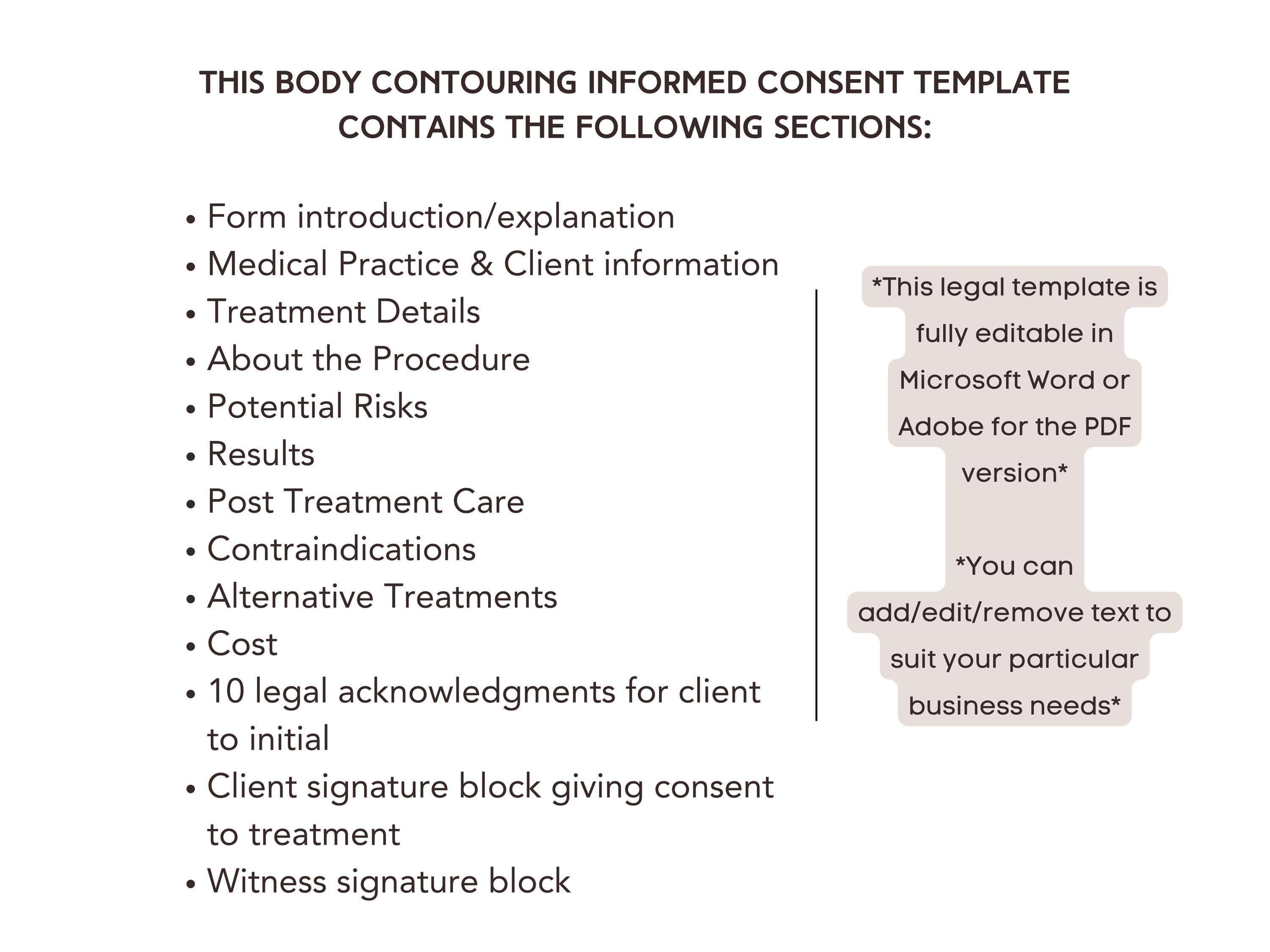 Body Contouring Consent Form Body Sculpting Informed Consent Medical ...