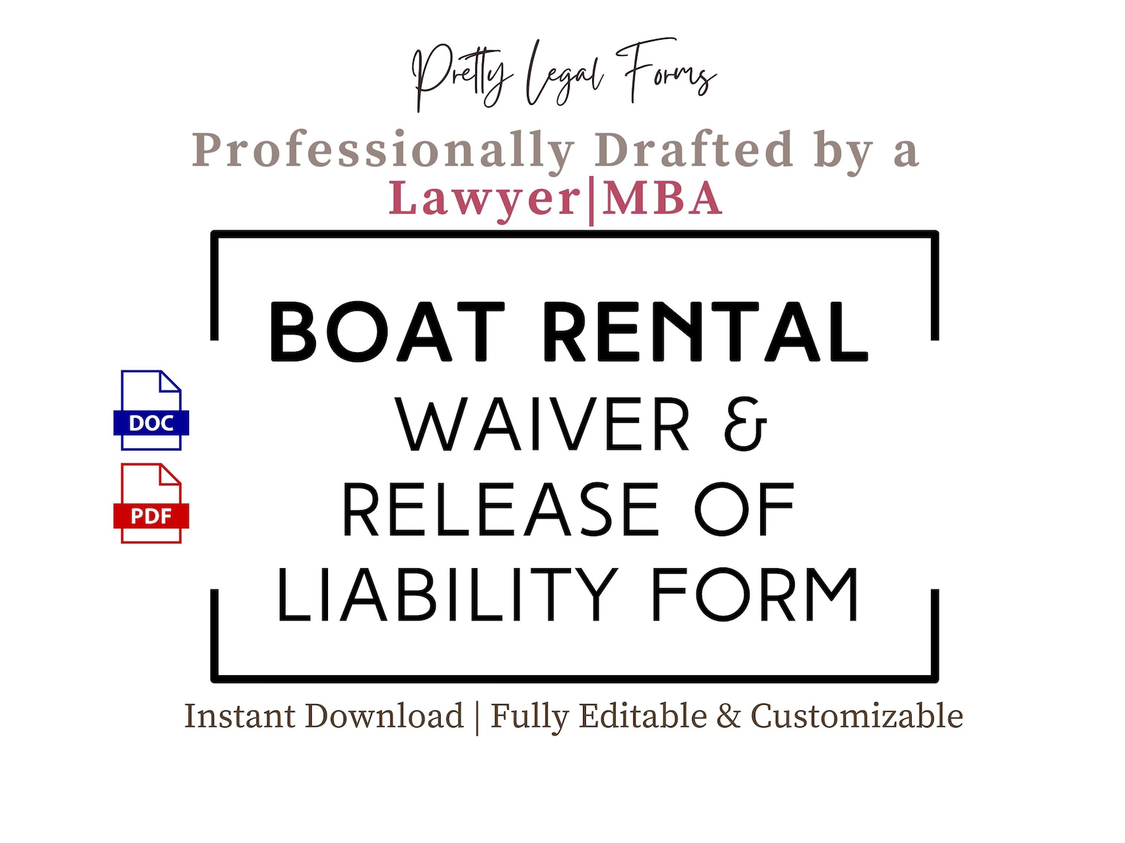 Boat Rental Waiver Form Boating Release of Liability Boat Owner Hold ...