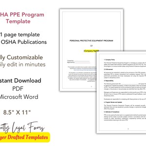 Personal Protective Equipment Plan OSHA Compliance PPE Program ...