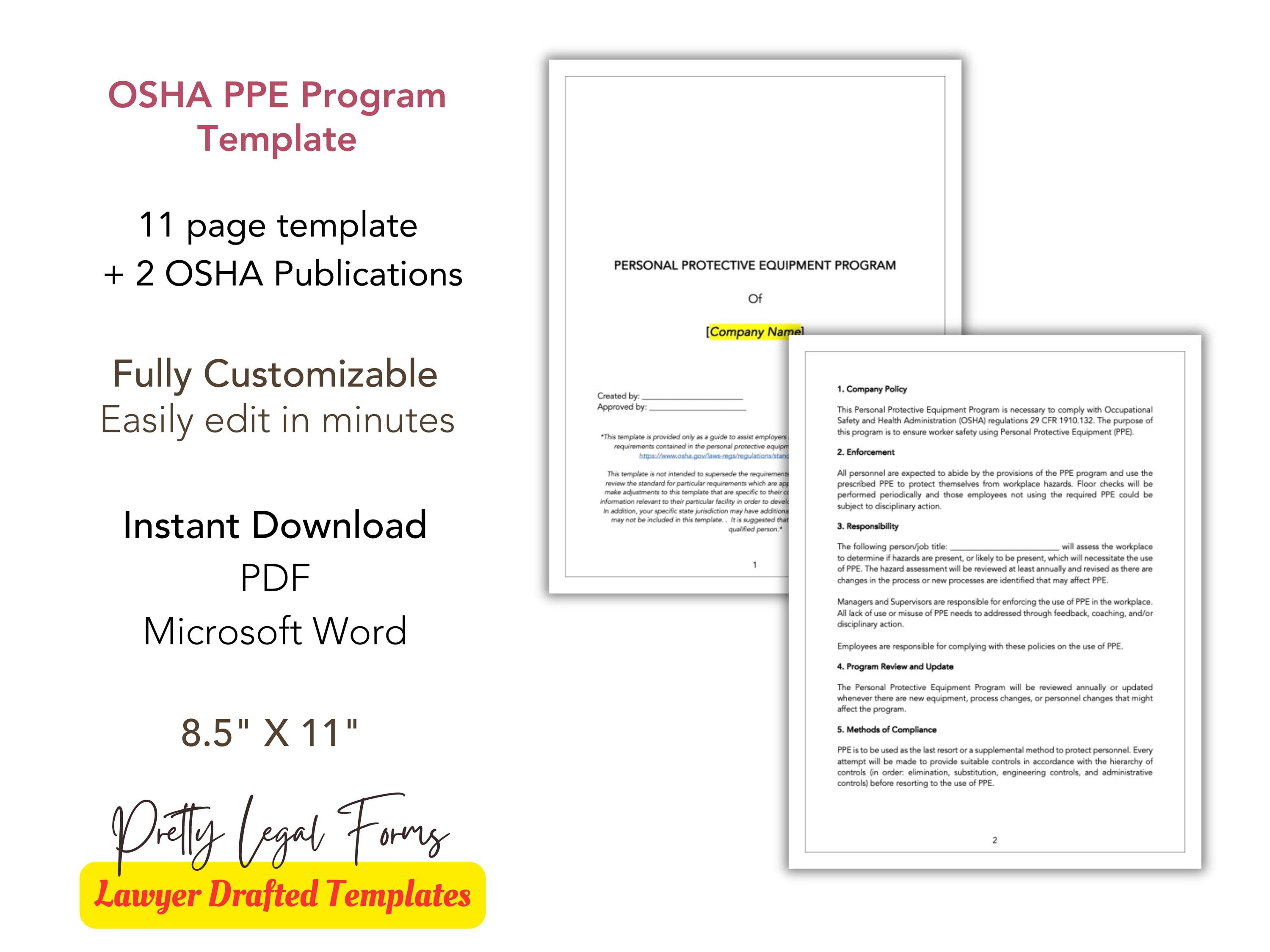 Personal Protective Equipment Plan OSHA Compliance PPE Program ...