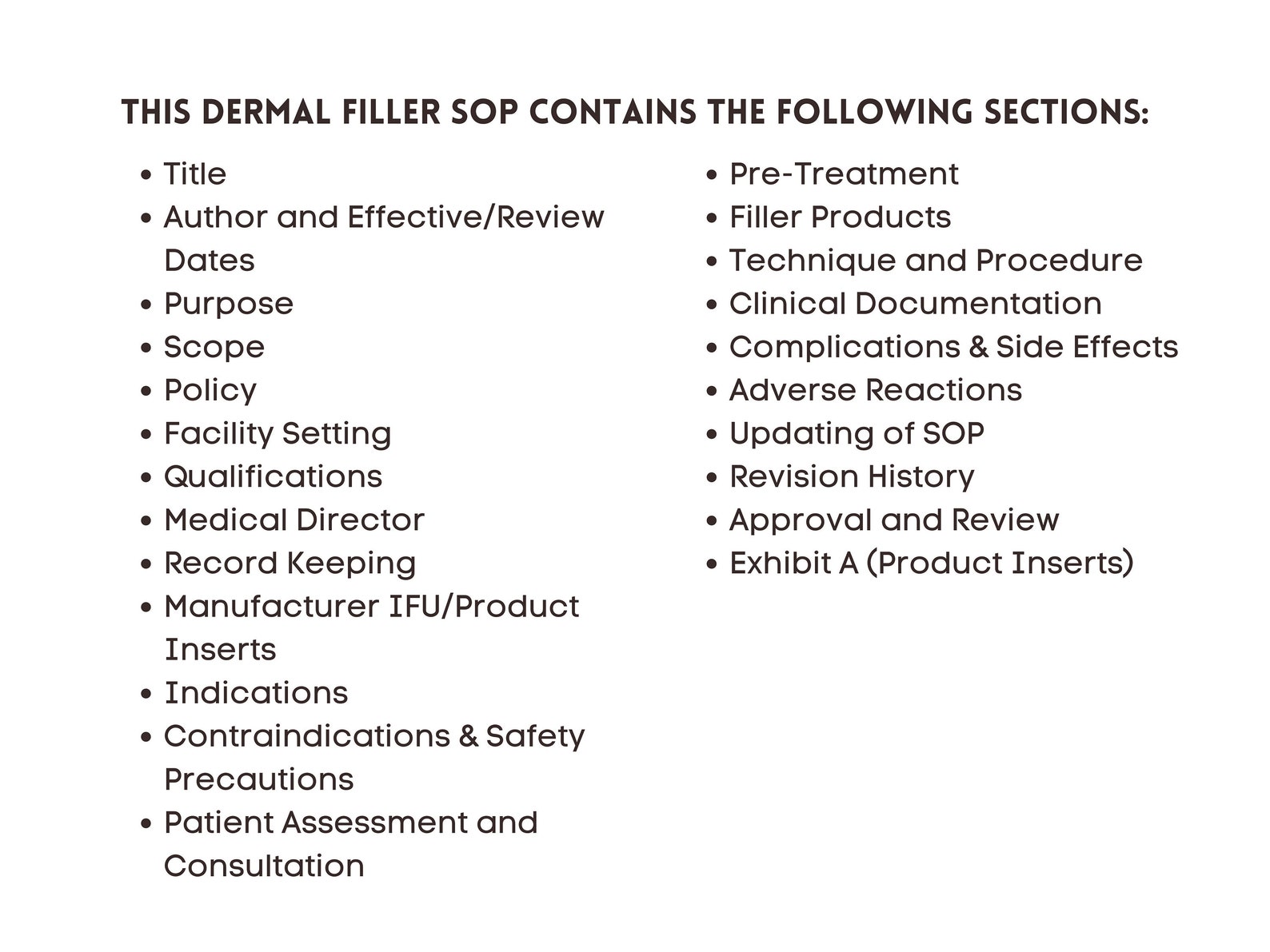 Dermal Filler SOP, Med Spa Protocol, Medical Spa Policy Standard ...