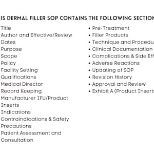 Dermal Filler SOP, Med Spa Protocol, Medical Spa Policy Standard ...