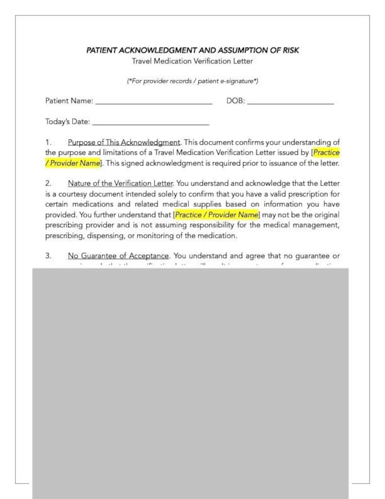 Travel Medication Verification Letter Template & Patient Risk ...