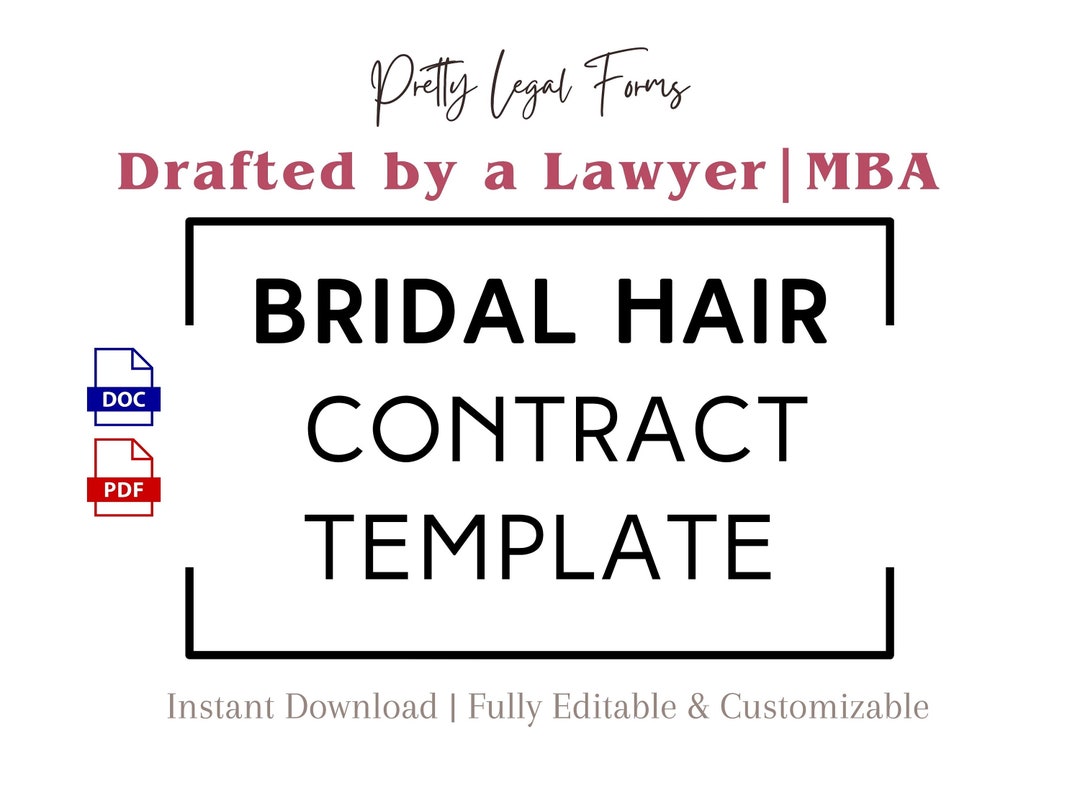 Wedding Hair Contract, Bridal Hair Agreement, Hair Stylist Contract ...