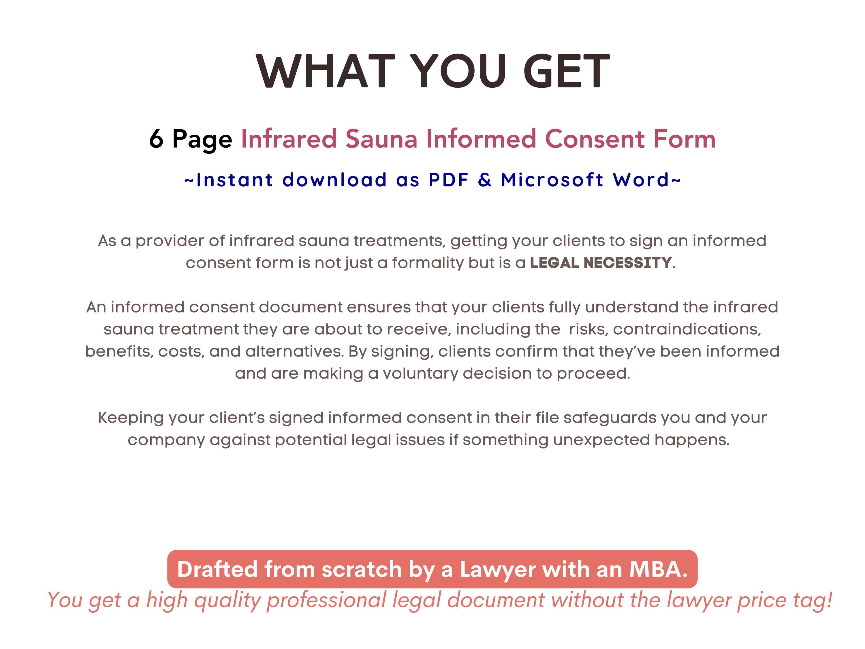 Infrared Sauna Consent Form, Sauna Informed Consent Template, Spa ...