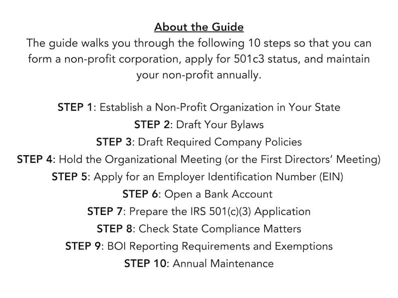 501c3 Non Profit Start up Guide Non-profit Corporation Templates ...