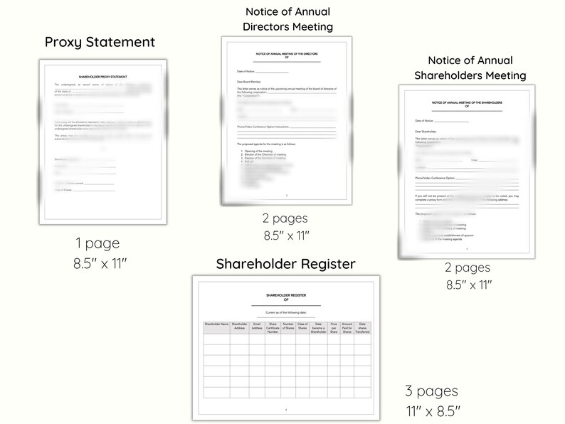 Corporation Documents Bundle New Company Corporate Kit Business Startup ...