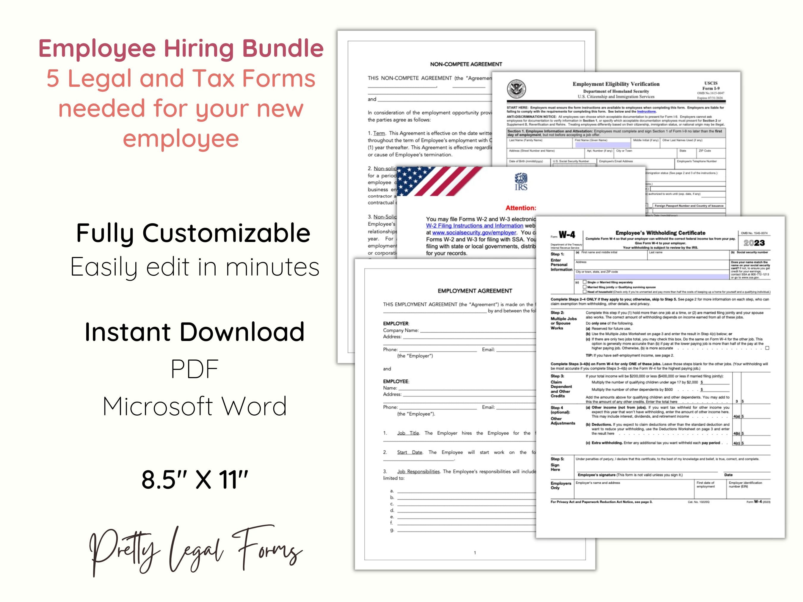 Employee Contract New Hire Bundle, Employee Hiring Forms, Employment ...