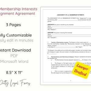 LLC Membership Transfer Form, LLC Membership Assignment, LLC Share ...