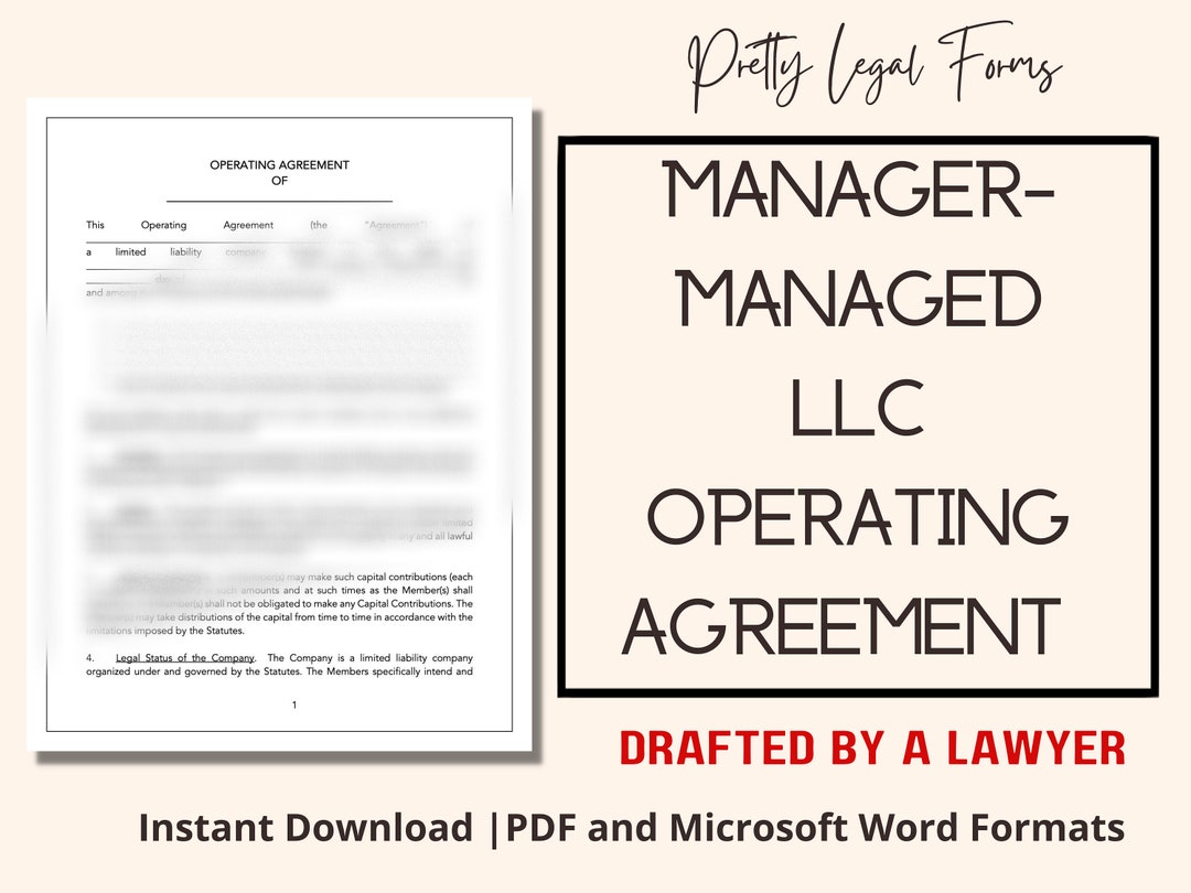 LLC Operating Agreement Manager Managed Company LLC Forms Contract ...