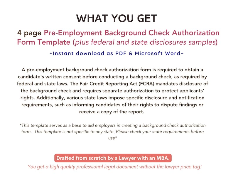 Pre Employment Background Check Authorization Employee Background Check ...