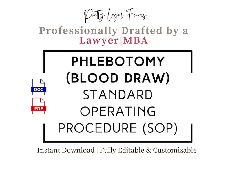 Phlebotomy SOP Template Blood Draw Protocol Lab Work Standard Operating ...