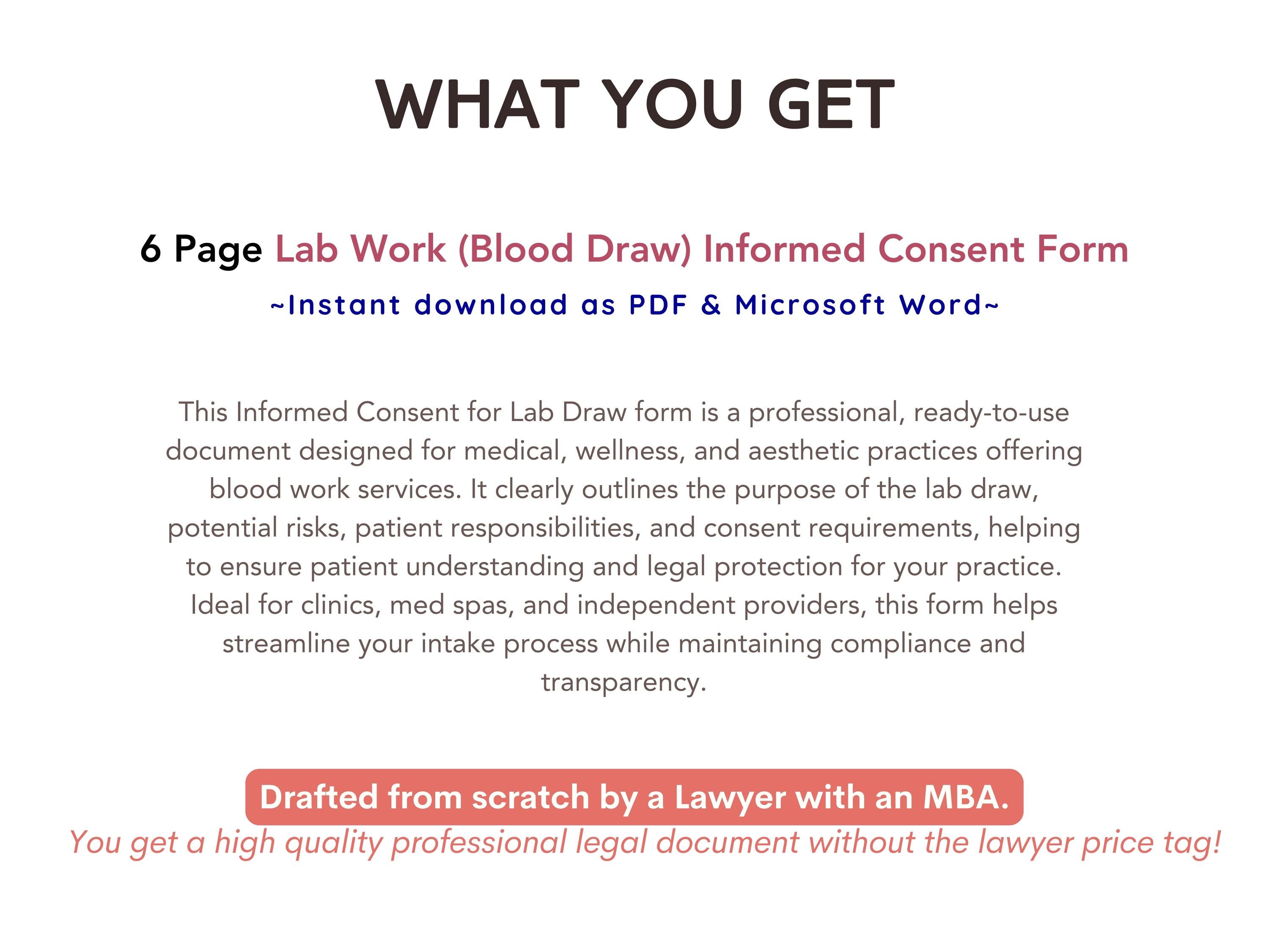 Lab Draw Consent Form Blood Work Informed Consent Template Blood Draw ...