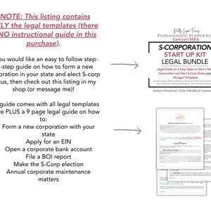 S-corp Kit S-corporation Legal Template Bundle S-corp Forms Scorp ...