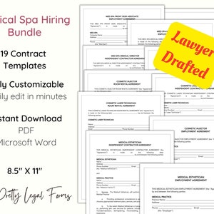 Medical Spa Hiring Forms Bundle: 1099 and Employee Contracts for ...