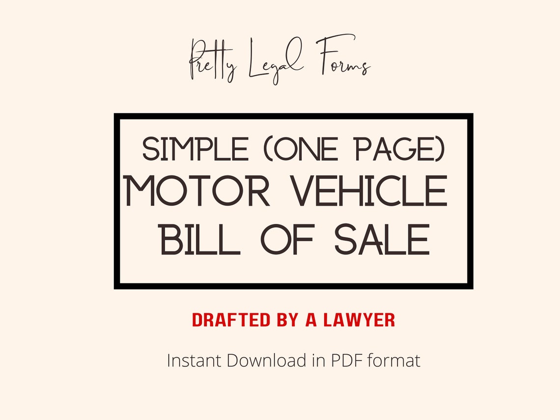 Car Bill of Sale, BOS Template, Motor Vehicle Bill of Sale Form ...