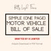 Car Bill of Sale, BOS Template, Motor Vehicle Bill of Sale Form ...