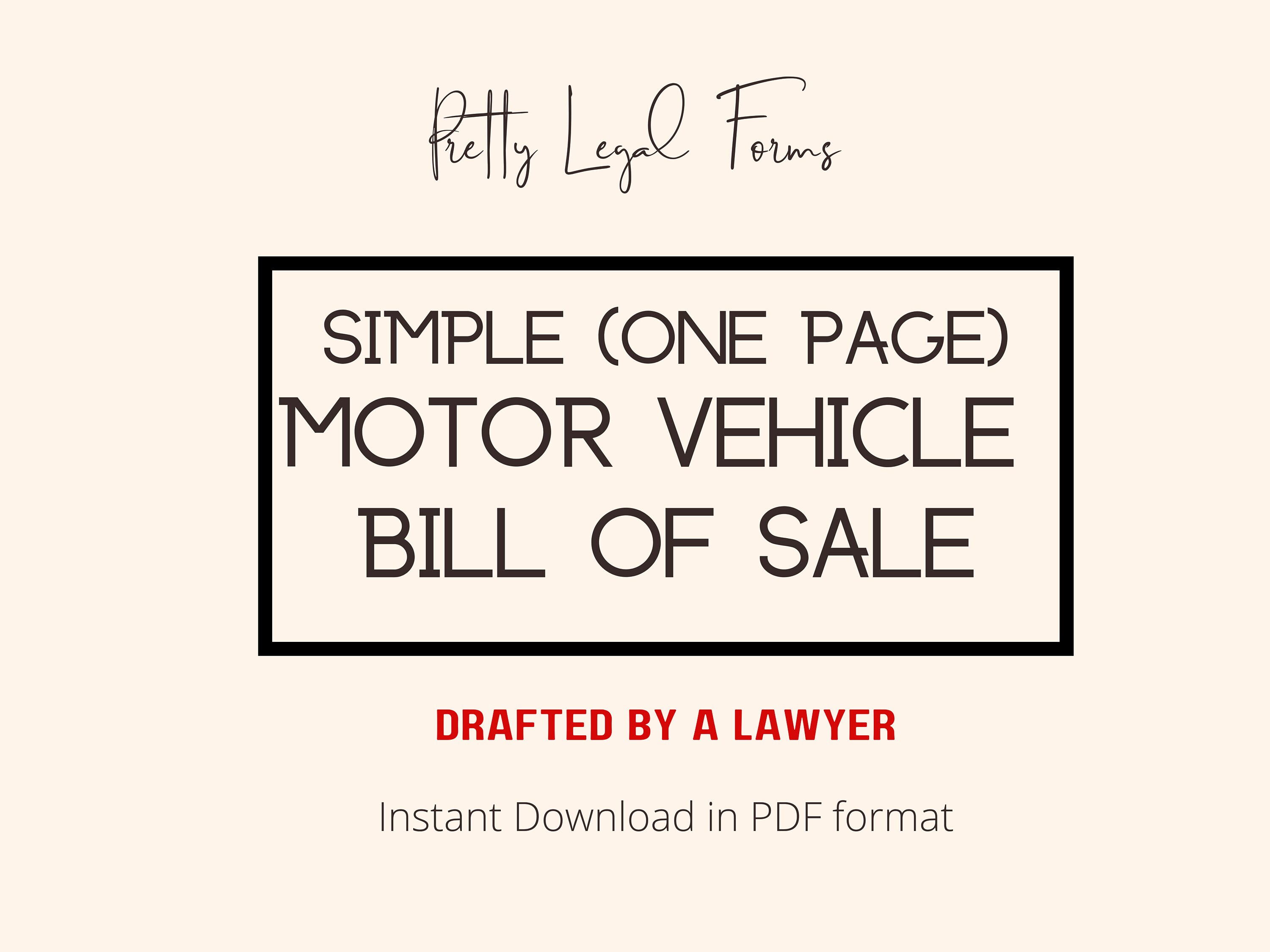 Car Bill of Sale, BOS Template, Motor Vehicle Bill of Sale Form ...