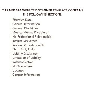 Med Spa Website Disclaimer Template, Legal Disclaimer for Medical Spa ...