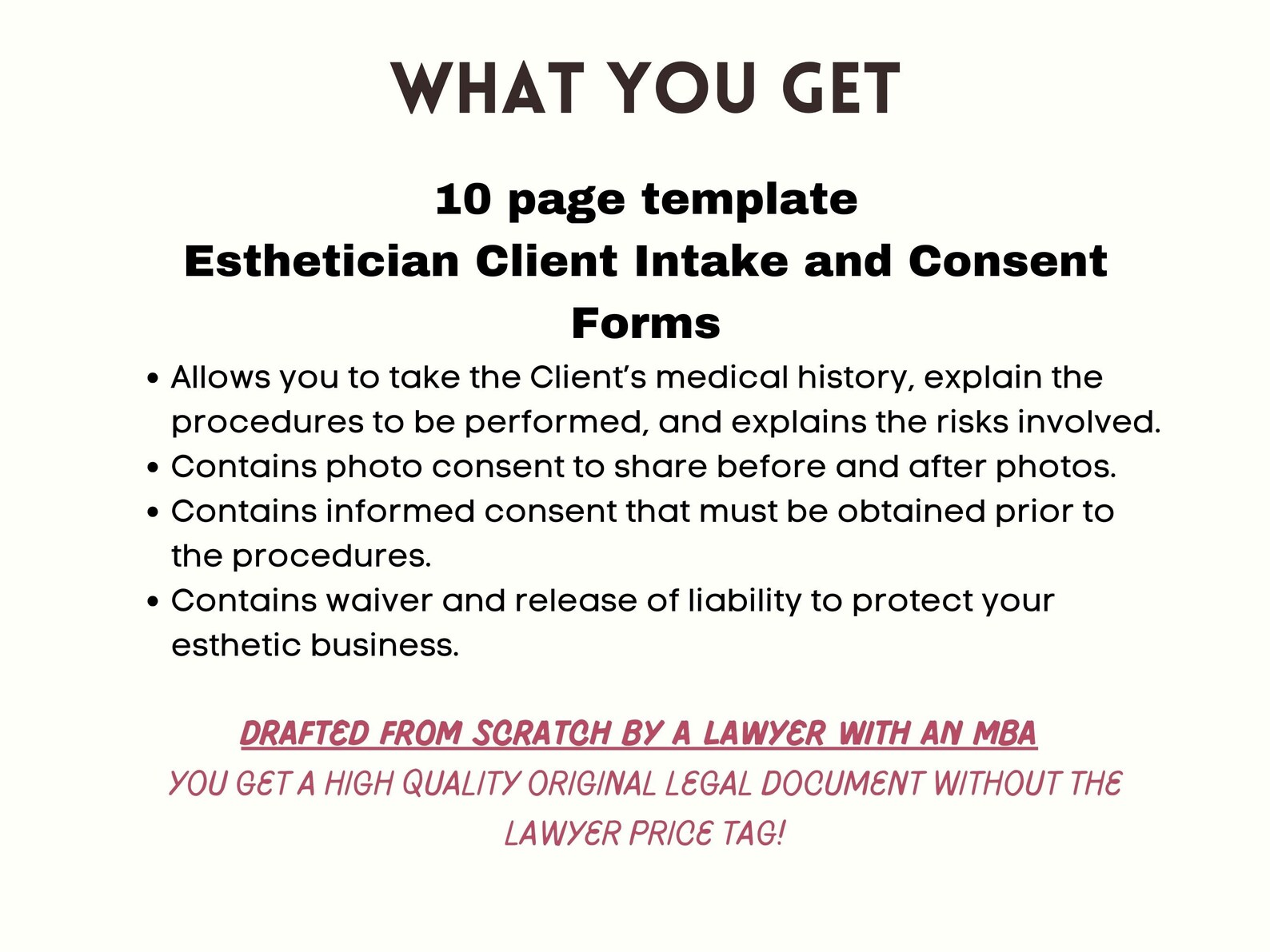 Esthetician Consent Form Esthetician Intake Form Aesthetician Treatment ...