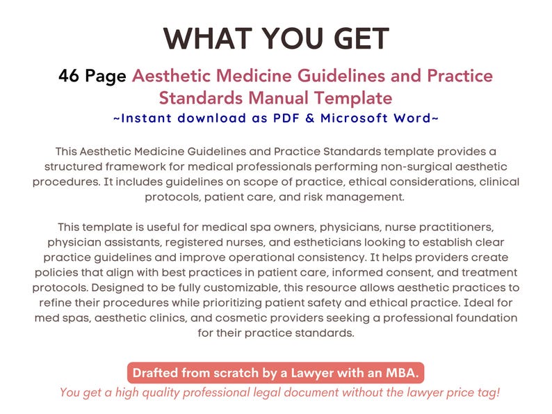 Aesthetic Medicine Guideline Manual Medical Spa Practice Standards ...