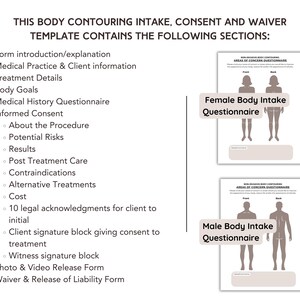 Body Contouring Intake Forms Bundle Body Sculpting Consent Waiver and ...