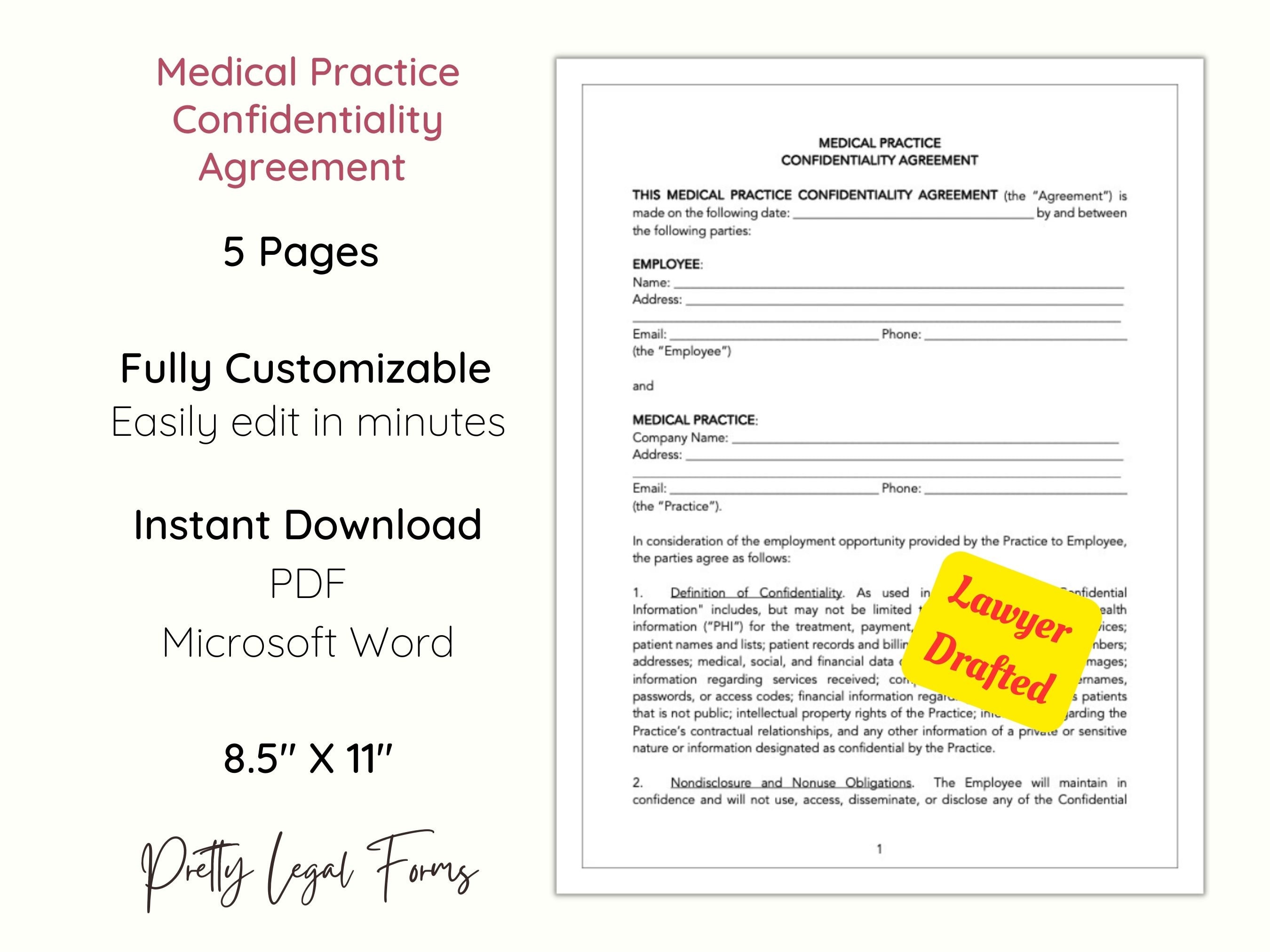 Healthcare Confidentiality Agreement, Medical Practice Confidentiality ...